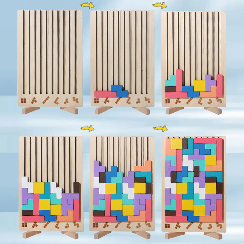 Colorful 3D Wooden Russian Blocks Puzzle – Brain Teaser & Stacking Gam ...