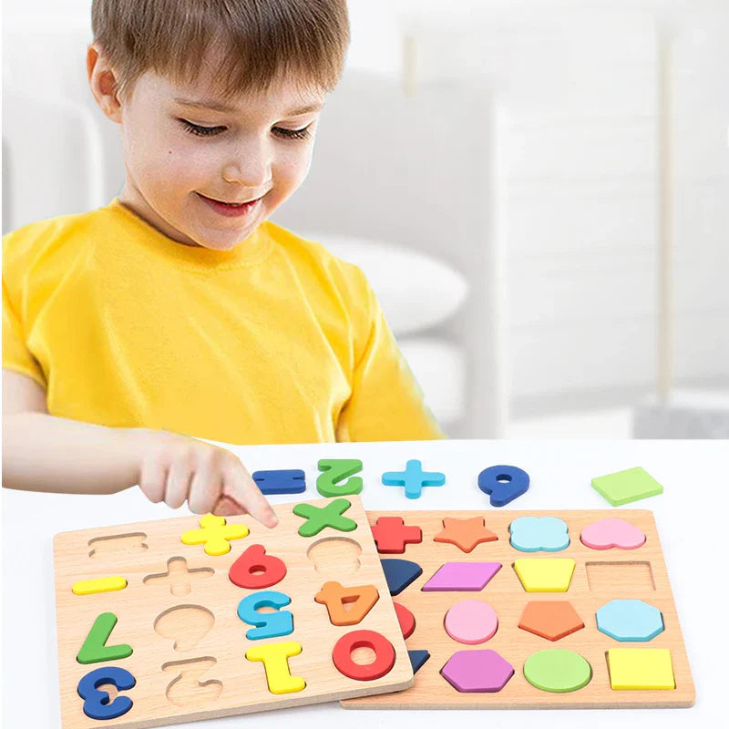 Wooden Alphabet & Number Puzzle Board – Kiddocastle.com