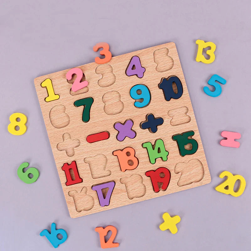 Wooden Alphabet & Number Puzzle Board – Kiddocastle.com