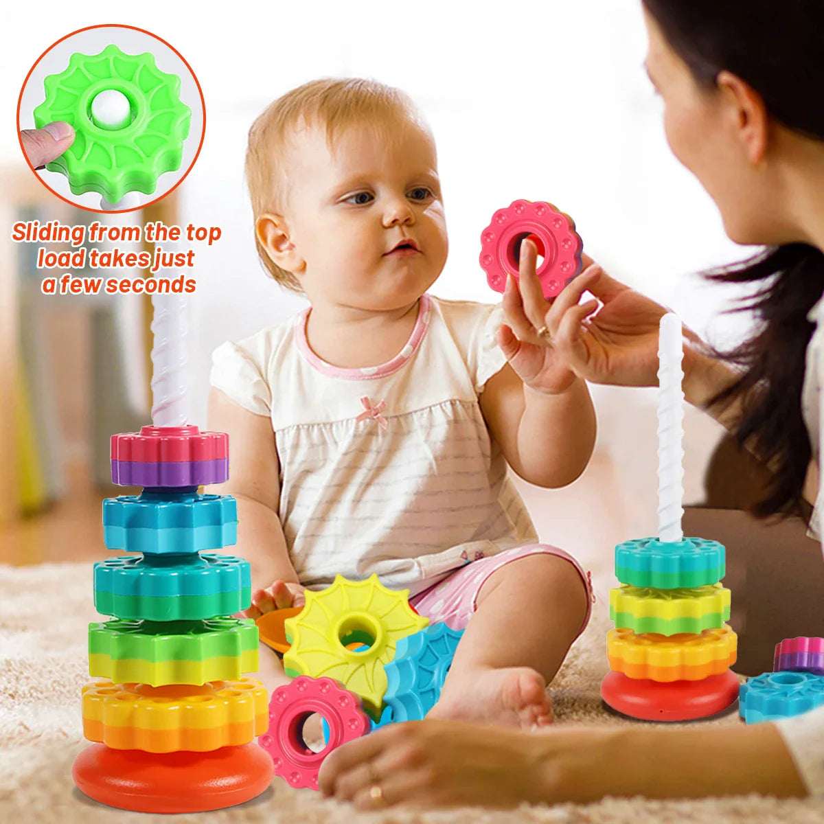 UiTeZool Spinning Stacker – Colorful Montessori Toy – Kiddocastle.com
